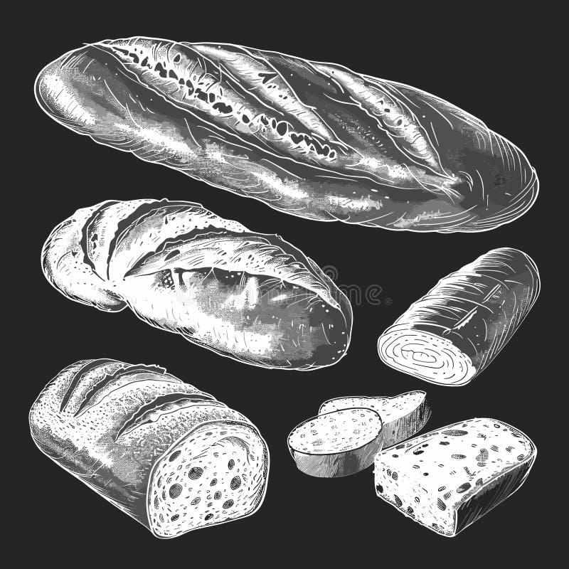 Hand Drawn Bread Illustration on a Blackboard Beautiful Vector ...