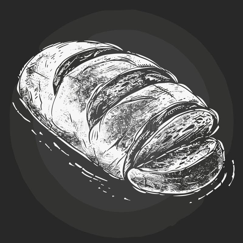 Hand Drawn Bread Illustration on a Blackboard Beautiful Vector ...