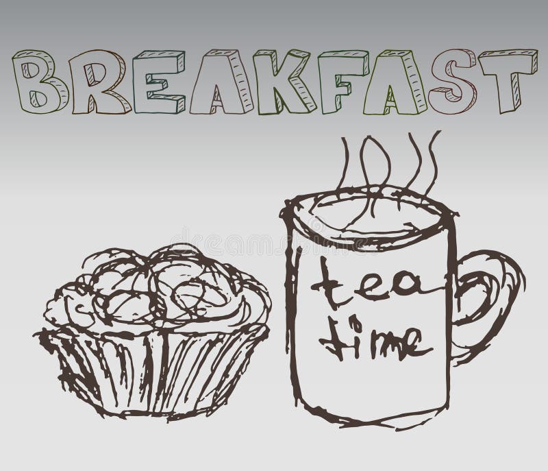 Hand Drawn Breakfast Illustration Vector Stock Vector - Illustration of ...