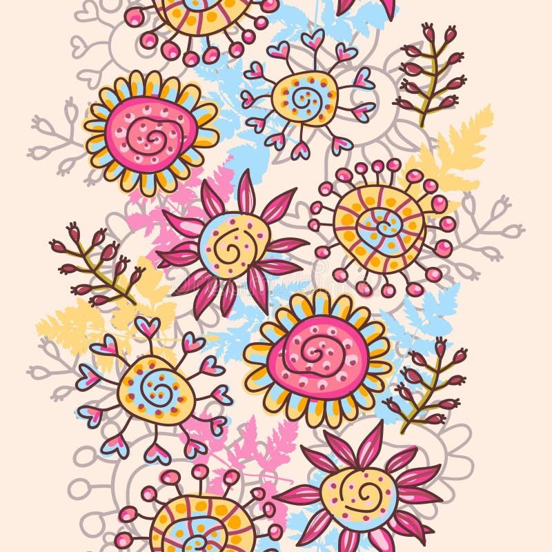 Hand Drawn Bright Vector Vertical Seamless Border Stock Vector ...