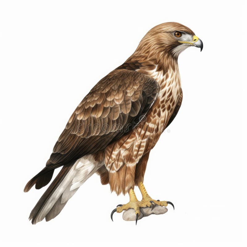 Hand-drawn Brown Buzzard with White Background Stock Illustration ...