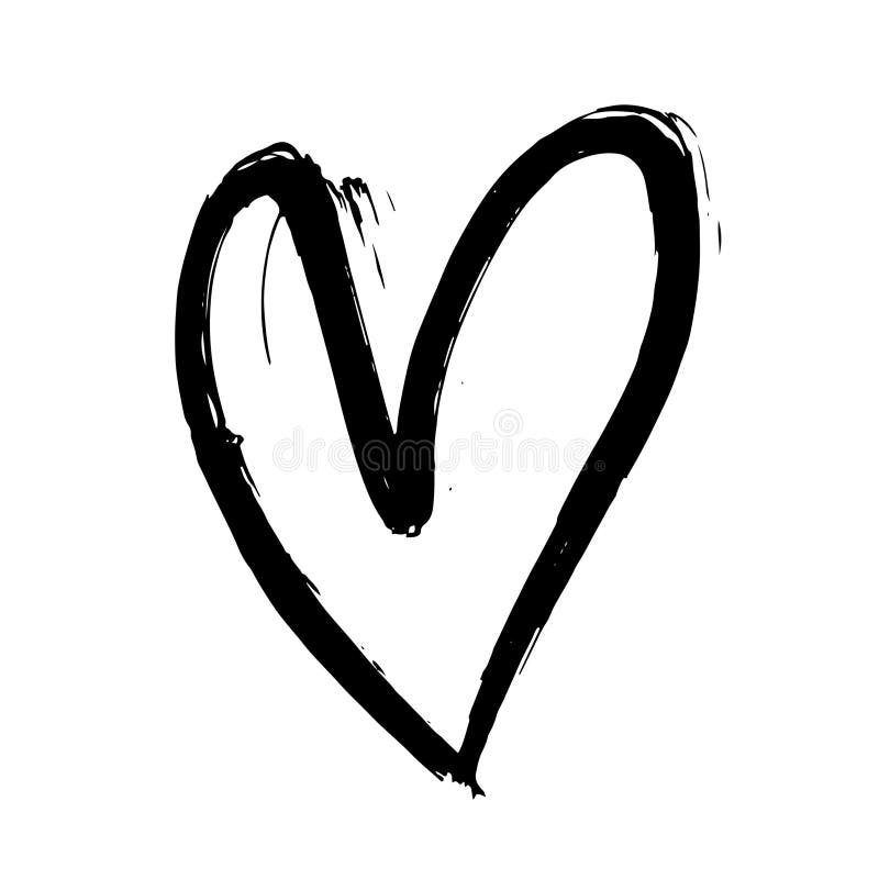 Hand Drawn Brush Heart Illustration. Stock Vector - Illustration of ...