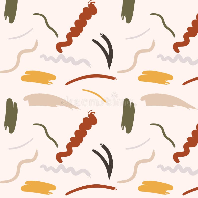 Hand Drawn Brush Pattern Background with Abstract Shape Stock Vector ...