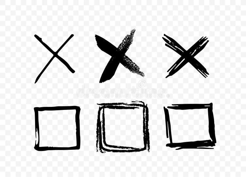 Hand-drawn X and Square Symbols. Vector Illustration Stock Illustration ...