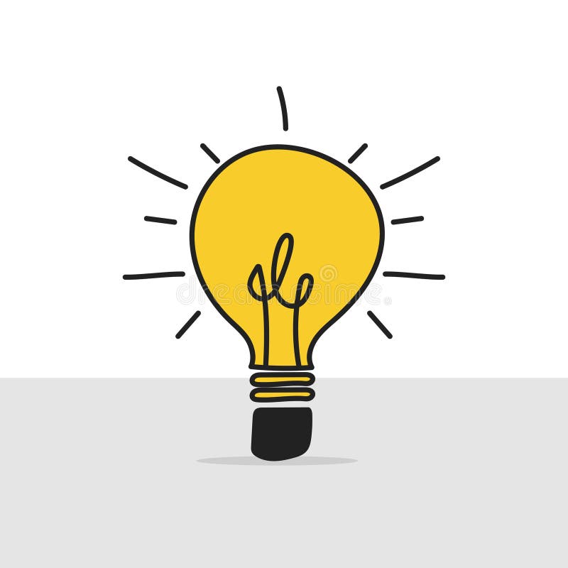 Hand Drawn Bulb Doodle, Idea Icon Stock Vector - Illustration of ...