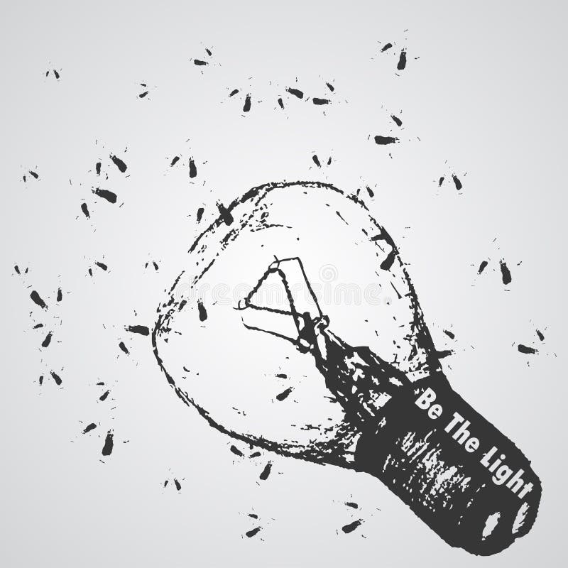 Hand Drawn Bulb Icon. Be the Light Stock Illustration - Illustration of ...