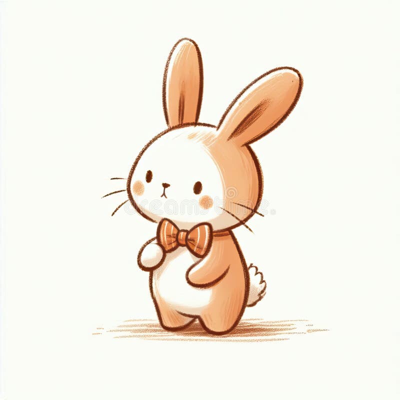 Hand-Drawn Bunny with a Bow Tie Stock Illustration - Illustration of ...