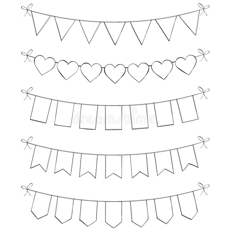 Vector Set of Hand Drawn Doodle Bunting Stock Vector - Illustration of ...