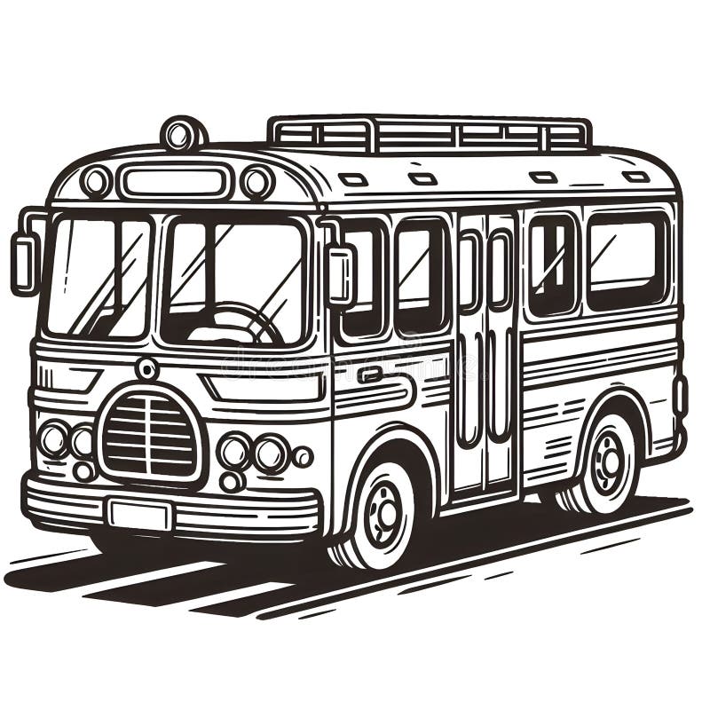 Hand Drawn Bus Outline Illustration Stock Illustration - Illustration ...