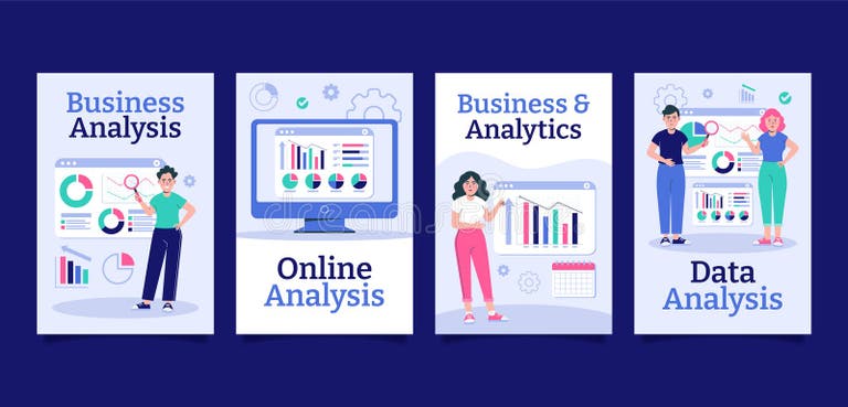 Hand Drawn Business Analysis Cards Collection Stock Illustration ...