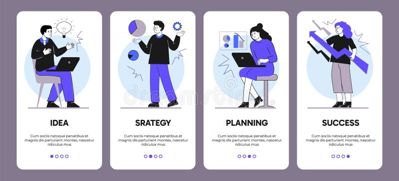 Hand Drawn Business App Design Template Pack Stock Illustration ...