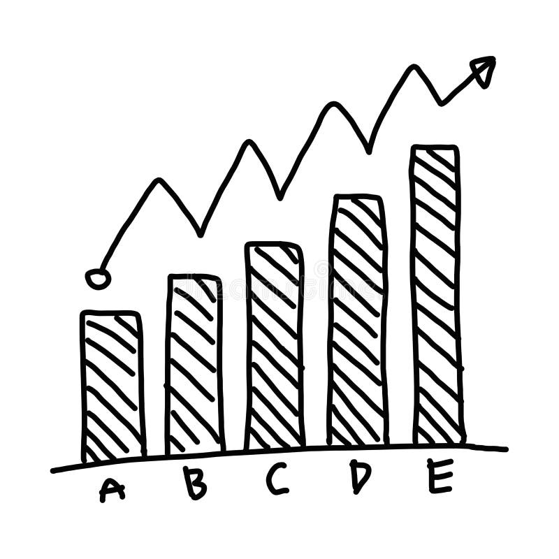 Hand Drawn a Business Bar Graph Show To Concept of Data Processing ...
