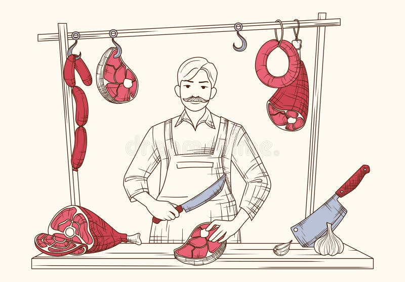 Butcher Shop Interior Isometric Composition Stock Vector - Illustration ...