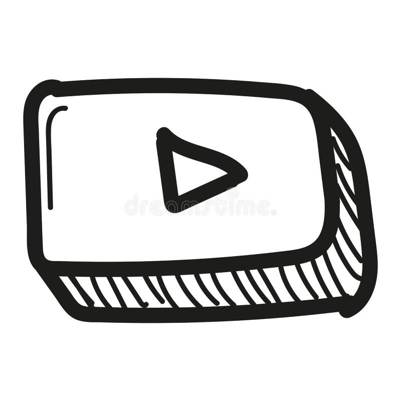 Hand Drawn Button Play Icon in Doodle Style Isolated Stock Vector ...