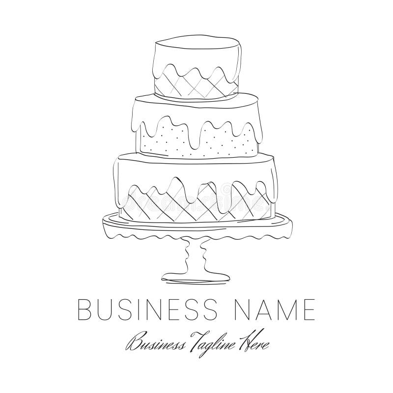 Hand Drawn Cake Logo in Sketch or Draft Style Stock Illustration ...