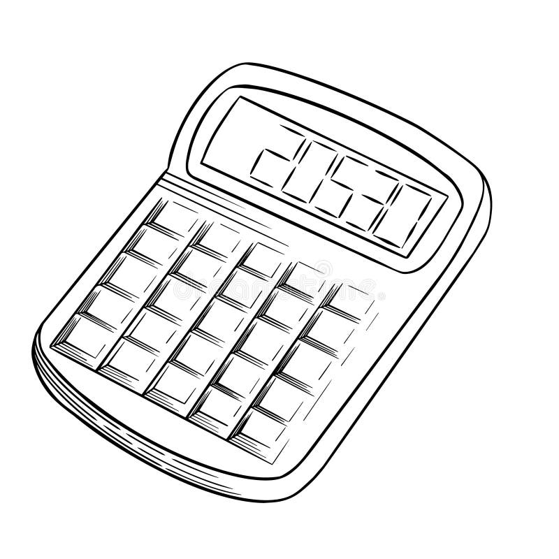 Hand Drawn Calculator on White Background Stock Vector - Illustration ...