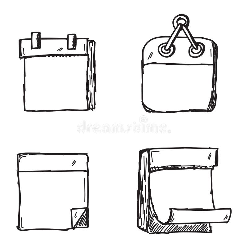 Hand Drawn Calendars in Doodle Style Isolated Stock Vector ...