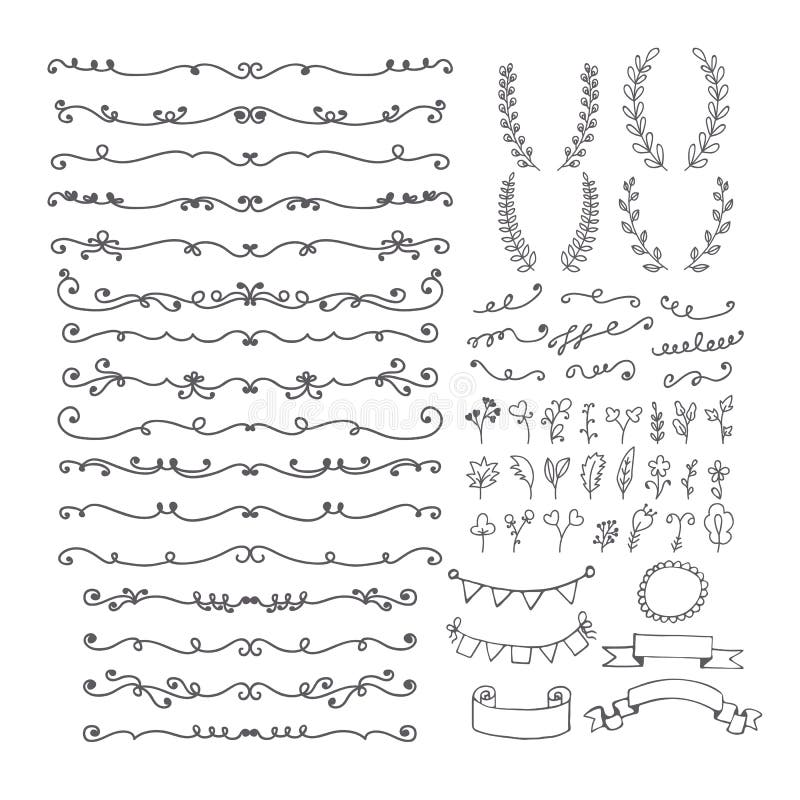 Hand Drawn Calligraphic Design Elements. Page Decoration Stock Vector - Illustration of greeting ...