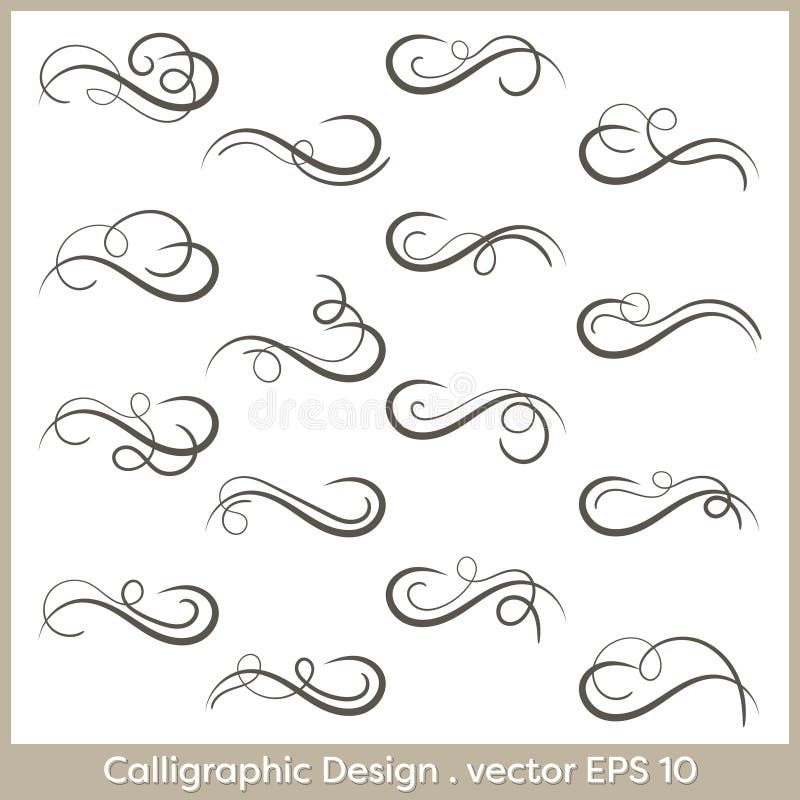Calligraphic Design Elements, Curves and Spirals. Stock Vector ...