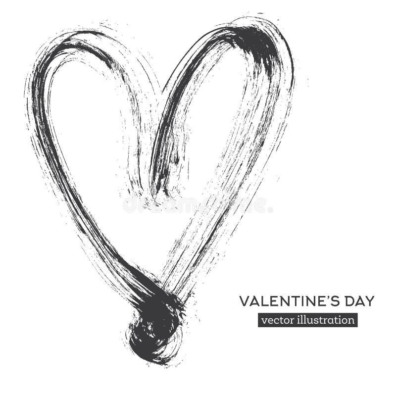 Hand Drawn Calligraphy Heart Isolated on White Background. Stock Vector ...