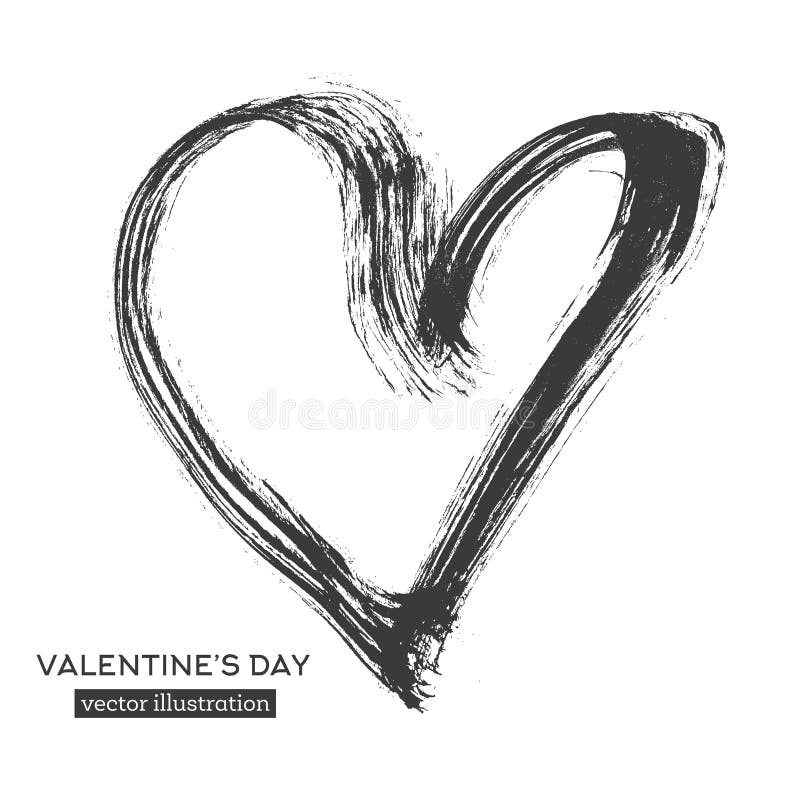 Hand Drawn Calligraphy Heart Isolated on White Background. Stock Vector ...