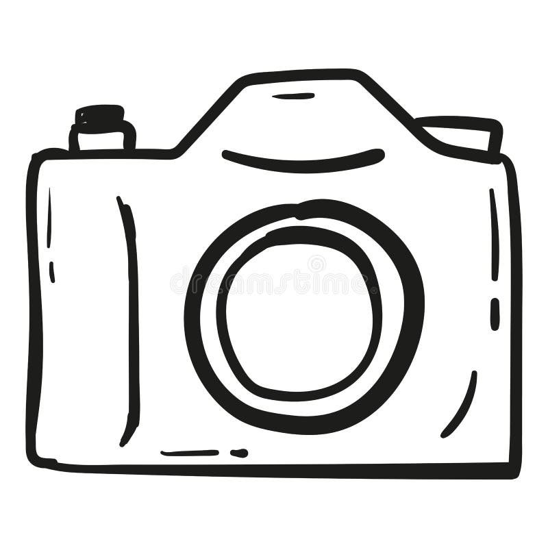 Hand Drawn Camera Icon in Doodle Style Isolated Stock Vector ...