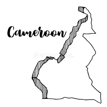 Hand drawn of Cameroon map stock illustration. Illustration of shape ...