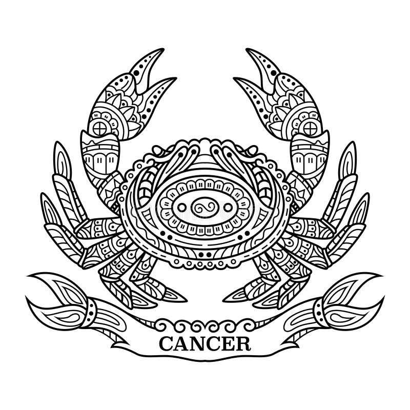 Hand Drawn of Cancer in Zentangle Style Stock Vector - Illustration of ...