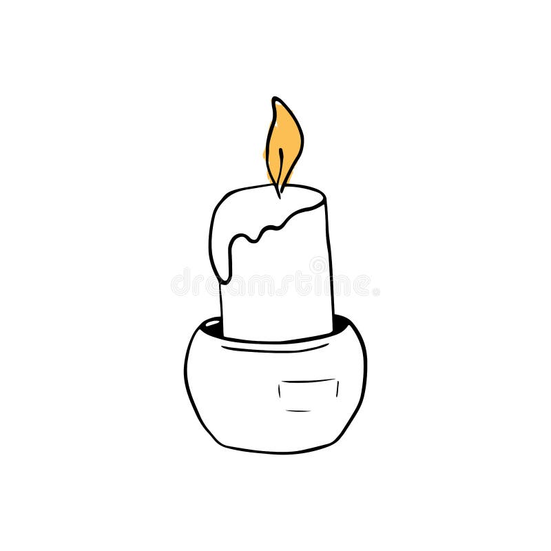 Hand Drawn Candle. Doodle Candle Stock Vector - Illustration of icon ...
