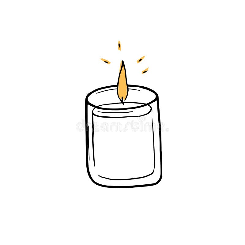 Hand Drawn Candle. Doodle Candle Stock Vector - Illustration of black ...