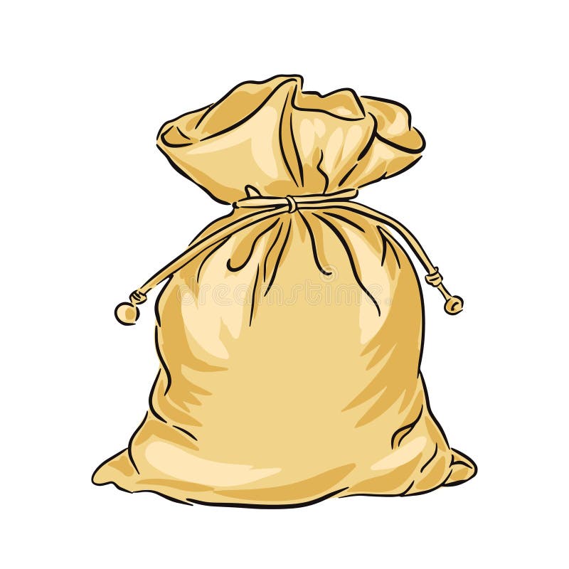 Hand Drawn Canvas Sack Vector Illustration Stock Vector - Illustration ...