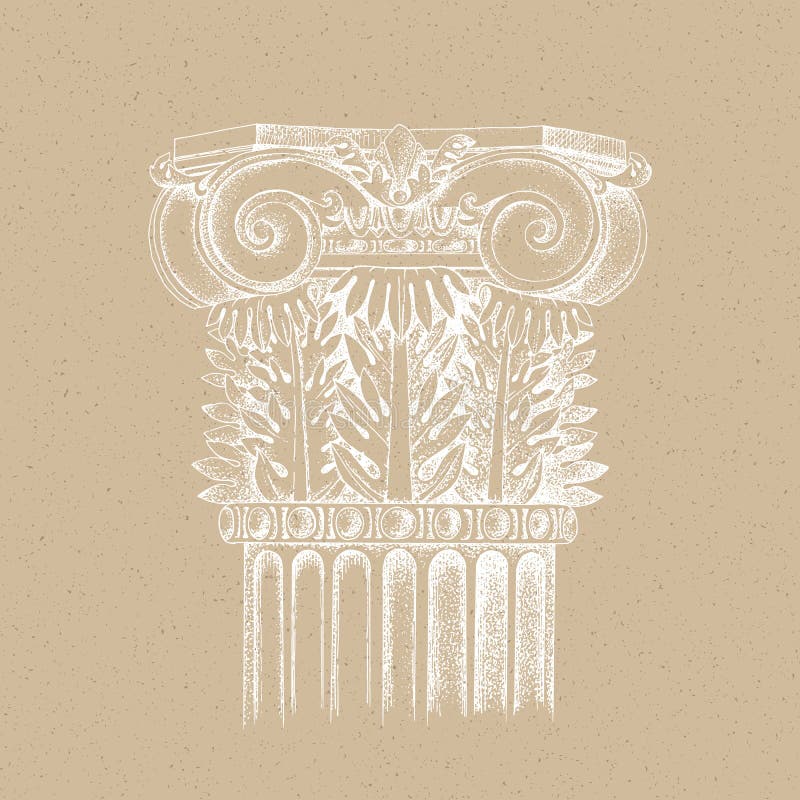 Hand Drawn Capital of the Composite Order Stock Vector - Illustration ...