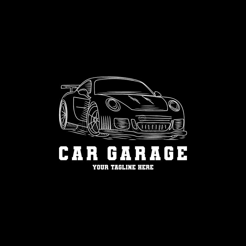 Hand Drawn Car Garage Logo Design Stock Illustration - Illustration of ...