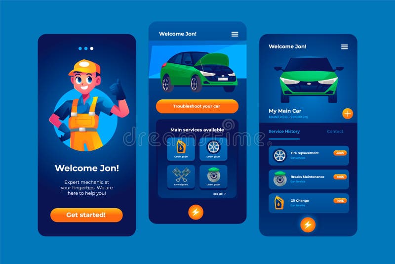 Hand Drawn Car Service Maintenance Composition App Design Stock ...