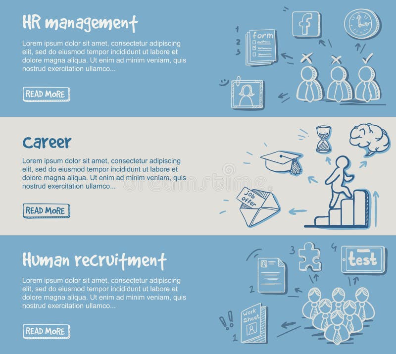 Hand Drawn Career Development Horizontal Banners Stock Vector ...