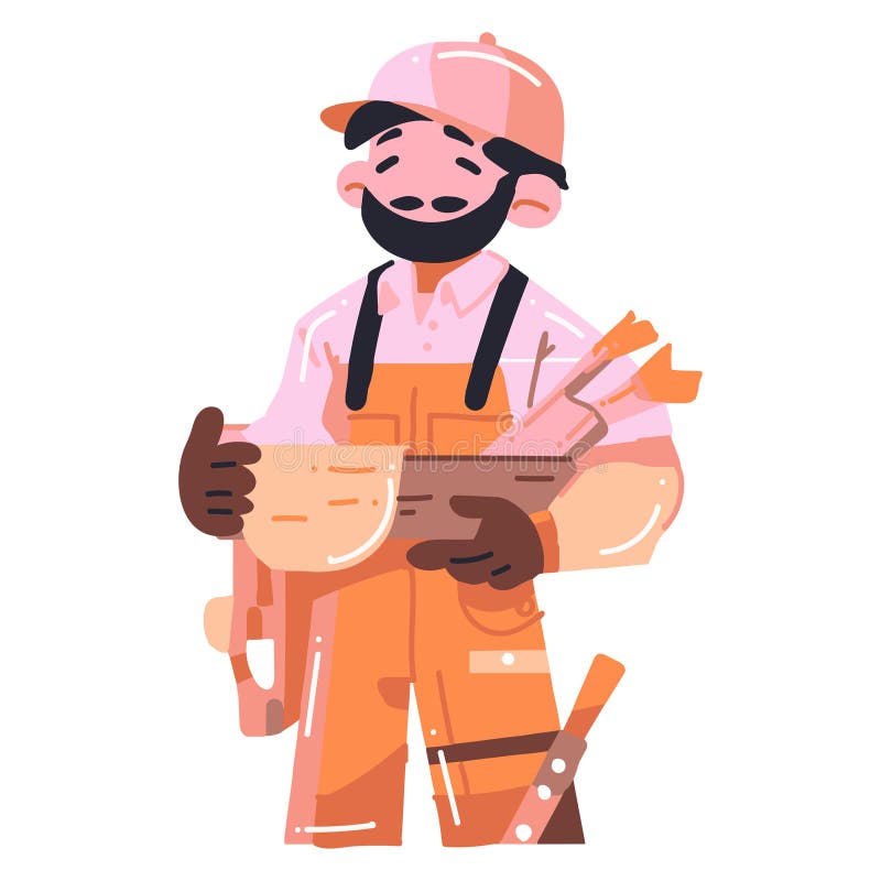 Hand Drawn Carpenter Character in Flat Style Stock Vector ...