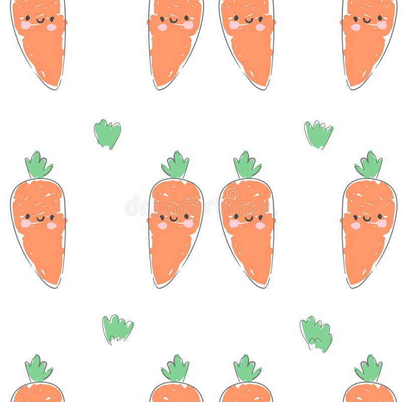 Hand Drawn Carrot Pattern Seamless Children Textile Design Vector Kids ...