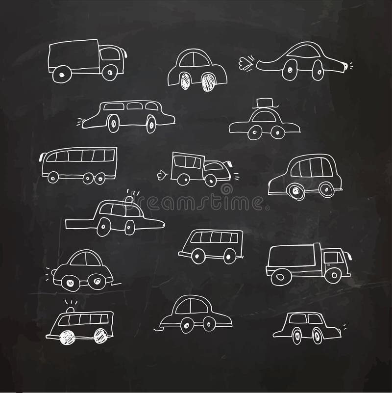 Hand Drawn Cars on a Chalkboard Stock Vector - Illustration of hand ...