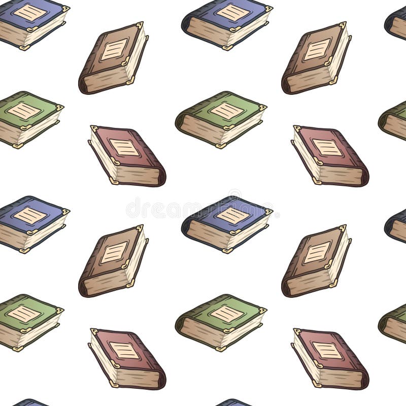 Hand Drawn Cartoon Books Seamless Pattern. Stock Vector - Illustration ...