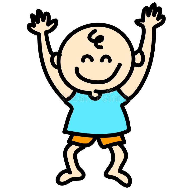 Hand-drawn Cartoon Boy Playing Stock Illustration - Illustration of ...