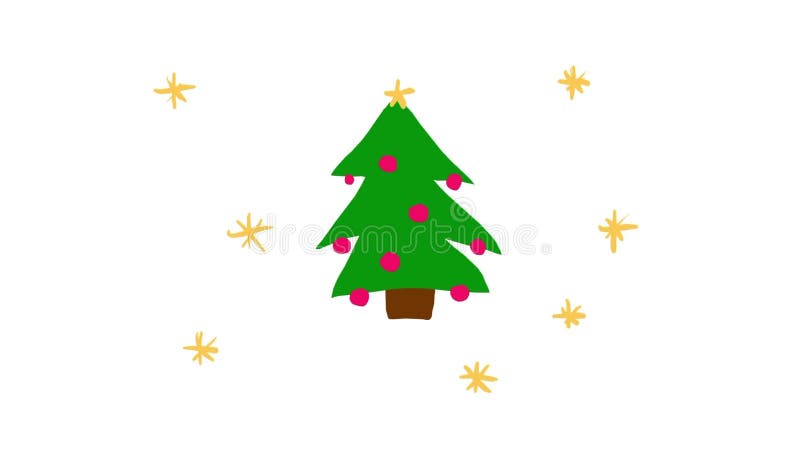 Cartoon Christmas Tree Animation on Black Background. 4K Stock Video ...