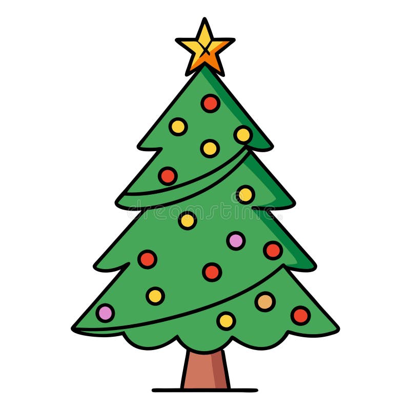 Hand Drawn Cartoon Christmas Tree Illustration Design Stock Vector ...