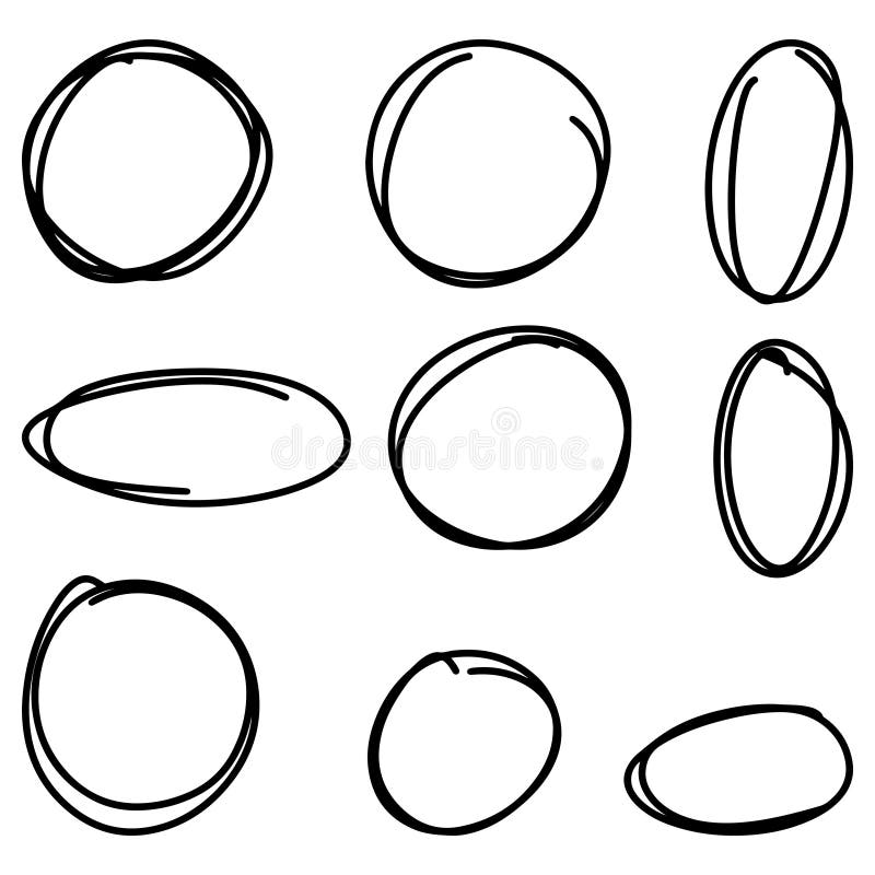 Hand Drawn Cartoon Circle Line Vector Illustration Doodle Sketch Style ...