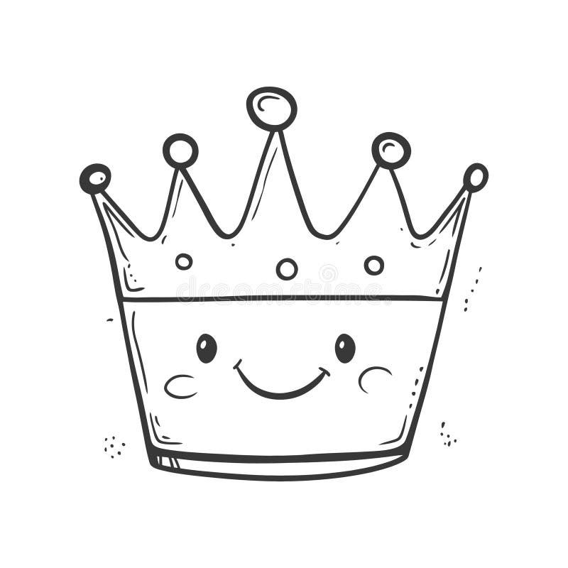 Smiling Cartoon Crown, Hand-drawn Royal Headwear Illustration Stock ...
