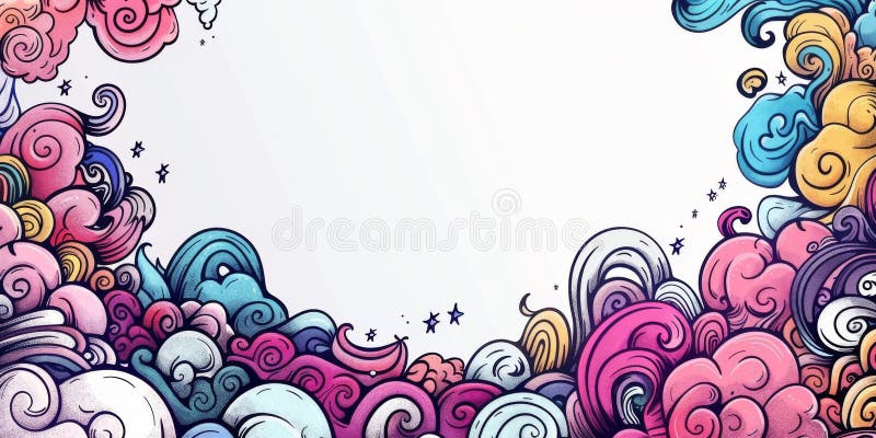 Hand-drawn Cartoon Design with Wide Open Copy Space. Stock Illustration ...