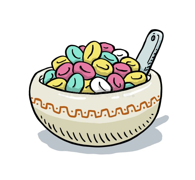 Hand Drawn Cartoon Doodle Bowl of Cereal Stock Vector - Illustration of ...