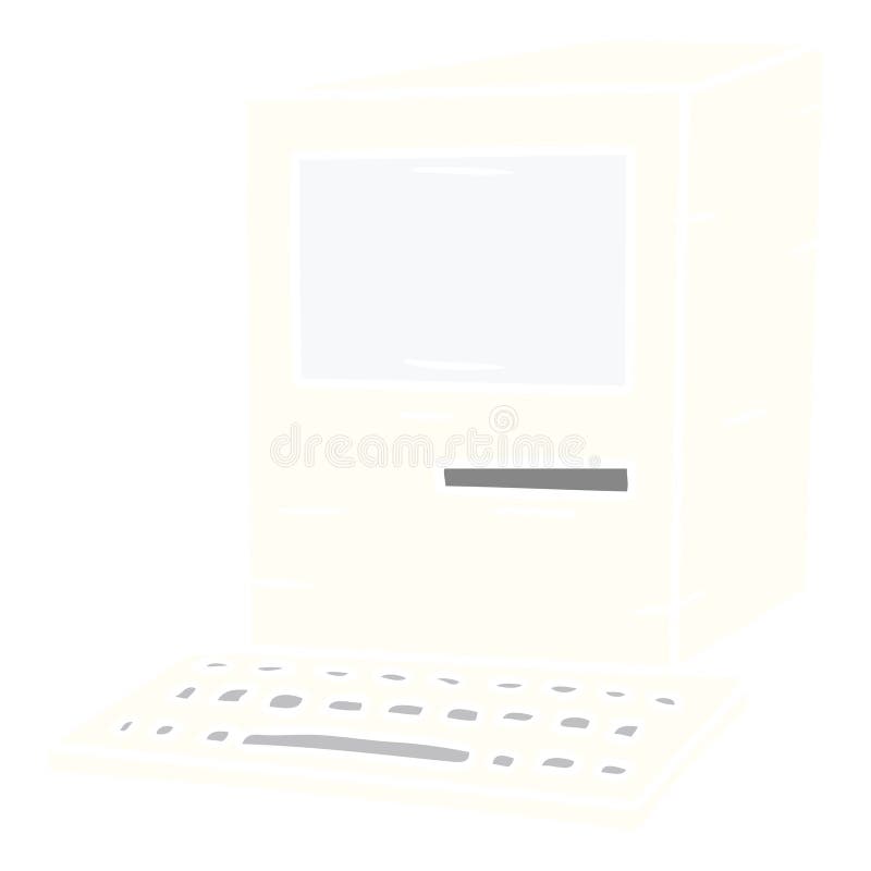 Hand Drawn Cartoon Doodle of a Computer and Keyboard Stock Vector ...