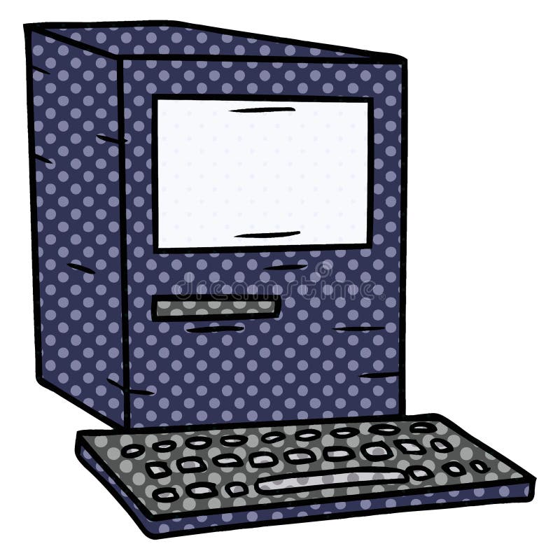 Hand Drawn Cartoon Doodle of a Computer and Keyboard Stock Vector ...