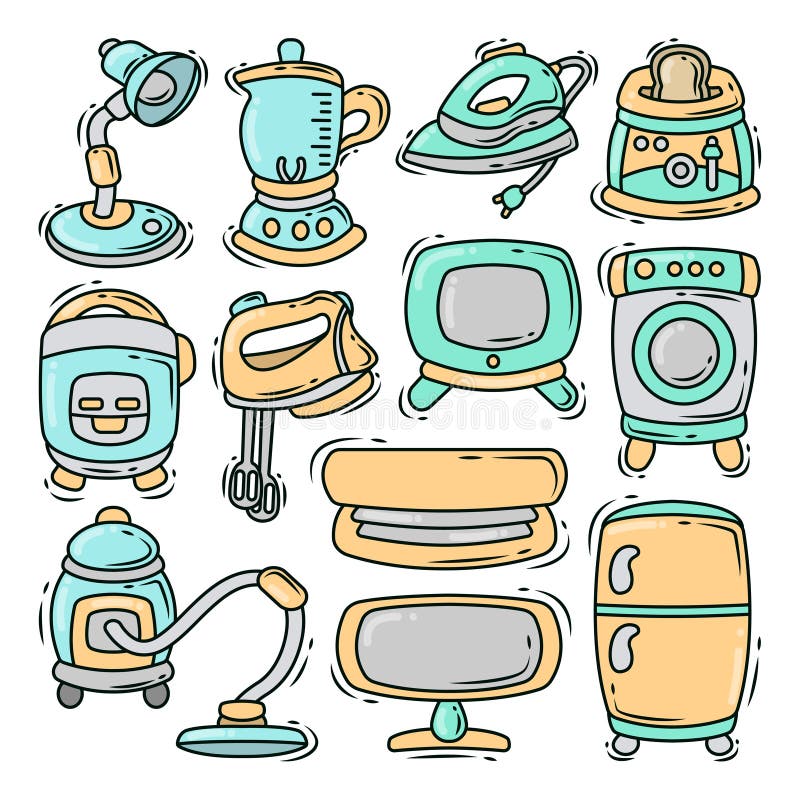 Hand Drawn Cartoon Doodle Electronic Tool Bundle Stock Vector ...