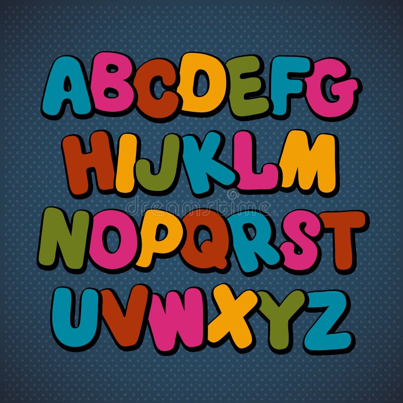 Hand Drawn Cartoon Doodle Font Stock Vector - Illustration of artistic ...